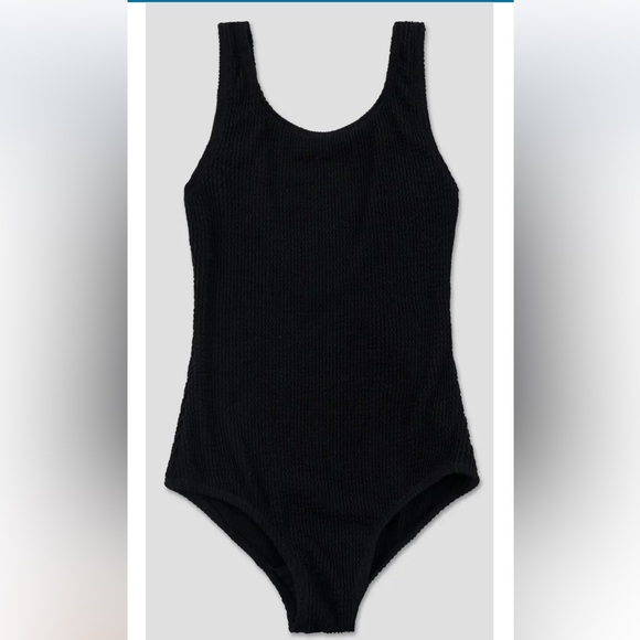 Limeapple | Swim | Limeapple Girls Black Crinkle Square Neck One Piece ...